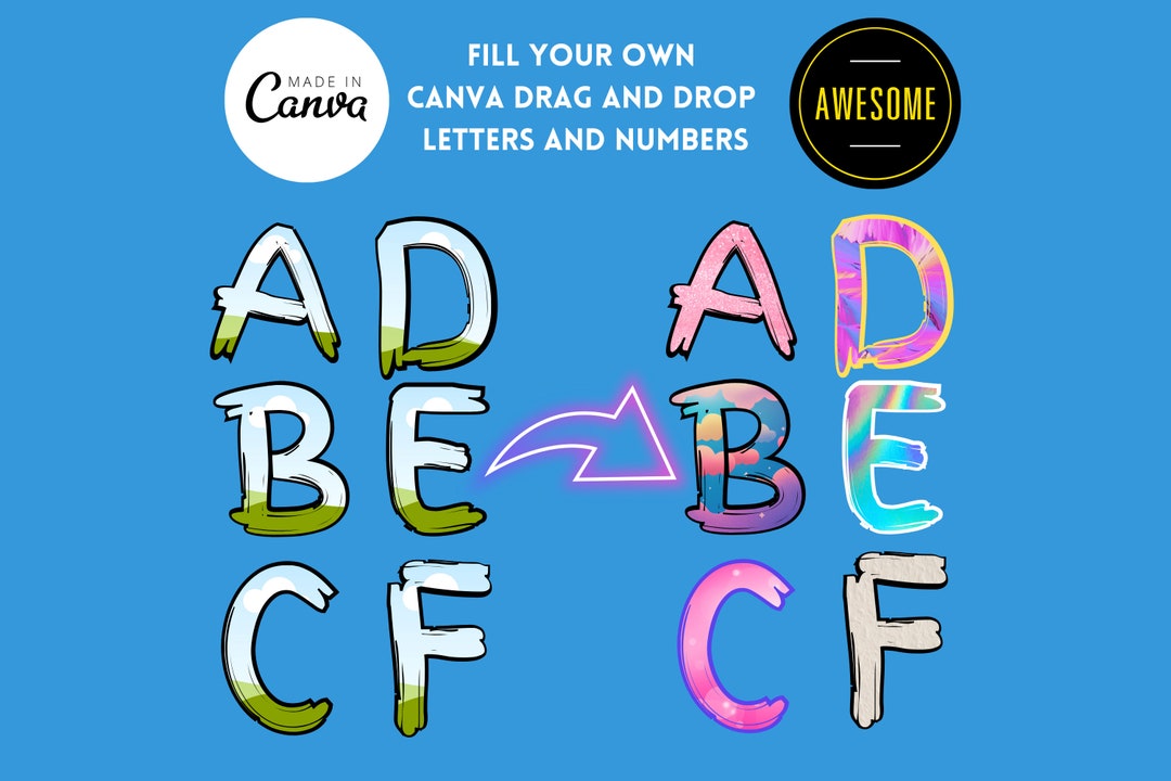 CANVA Frame Alphabet: Drag & Drop Letters and Numbers (PDF) - Etsy