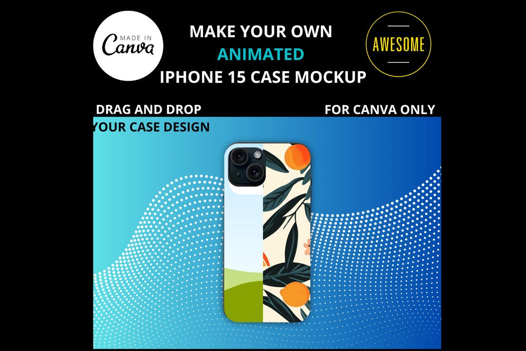 Animated Phone Case Mockup for Canva, Drag and Drop iPhone Video ...