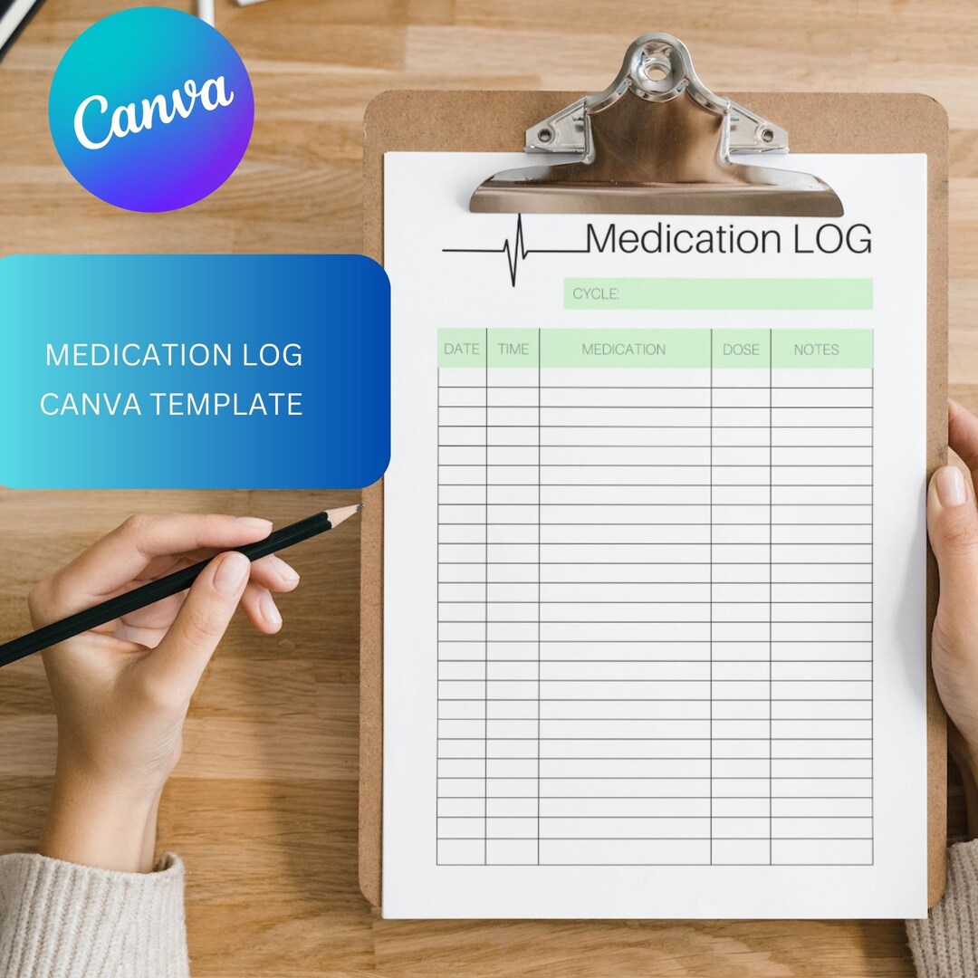 Medication Log Printable CANVA Template Medication Tracker - Etsy Hong Kong