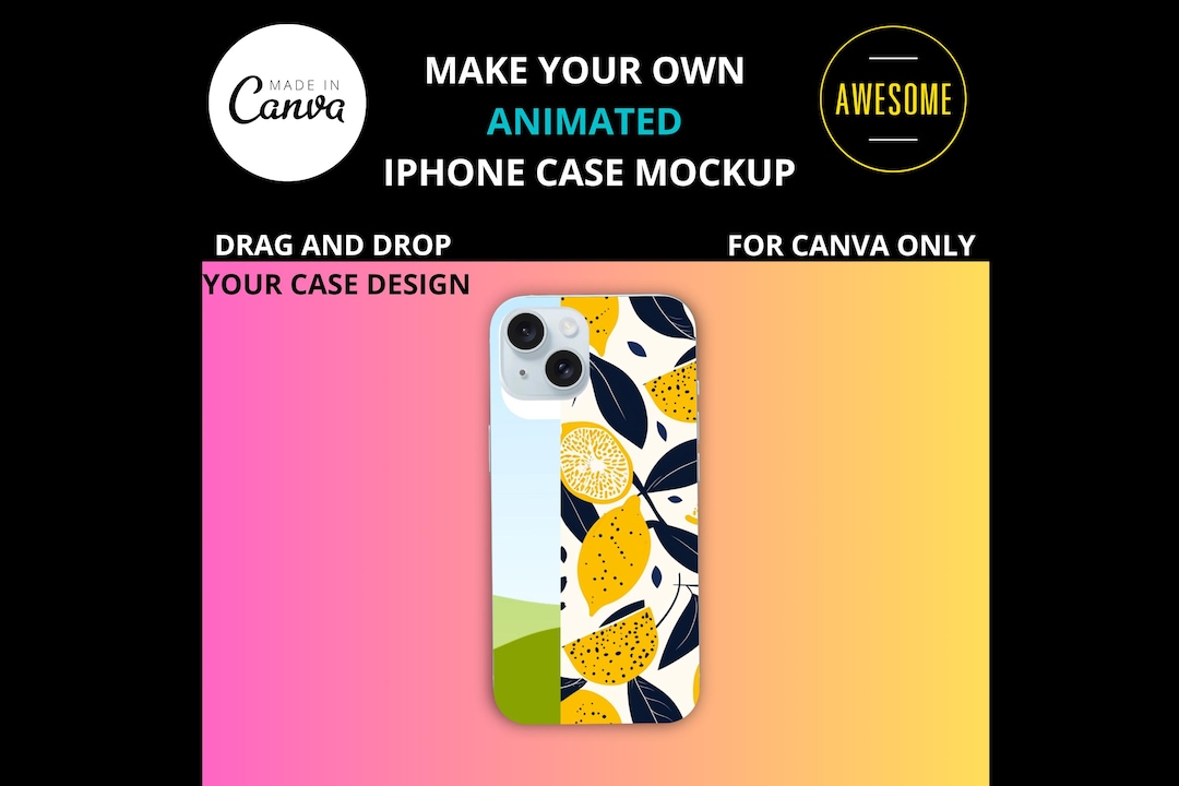 Animated iPhone Mockup Canva Phone Case Design Template - Etsy