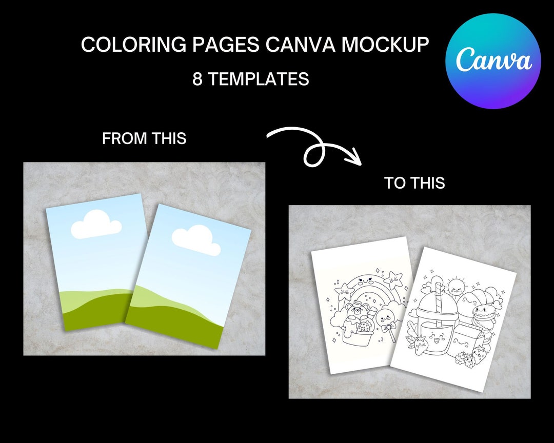 Coloring Page Mockup CANVA Coloring Book Mock Up Drag and - Etsy