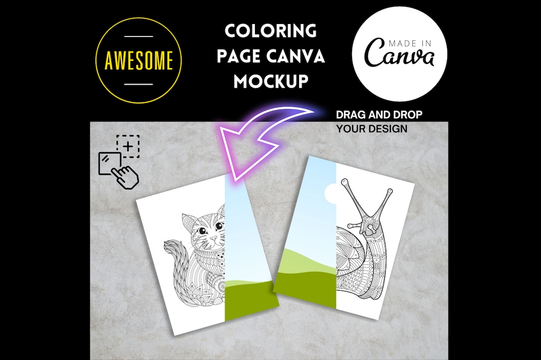 Coloring Page Mockup CANVA, Coloring Book Mock Up, Drag and Drop - Etsy