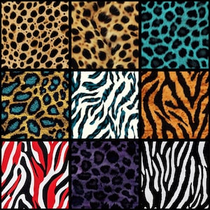 Animal Print Seamless Patterns Digital Paper Set Realistic Texture ...