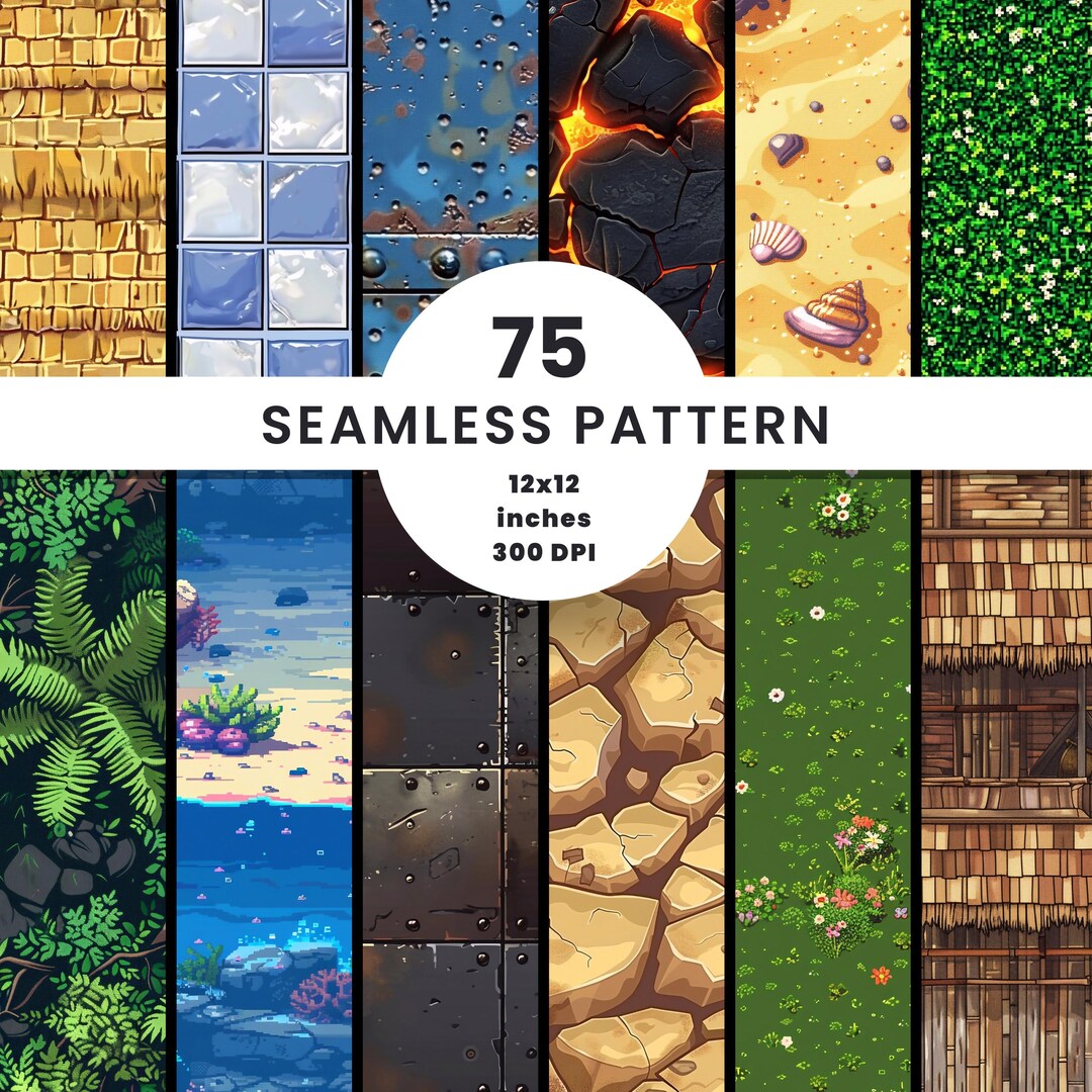 Pixel Seamless Textures, Ai-generated Digital Paper, Grass, Sand, Metal ...