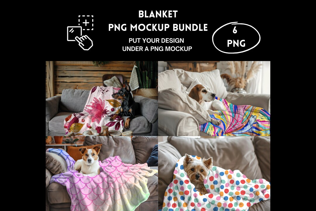 PNG Blanket Mockups Bundle, Fleece, Velveteen Plush Blanket Mockup ...
