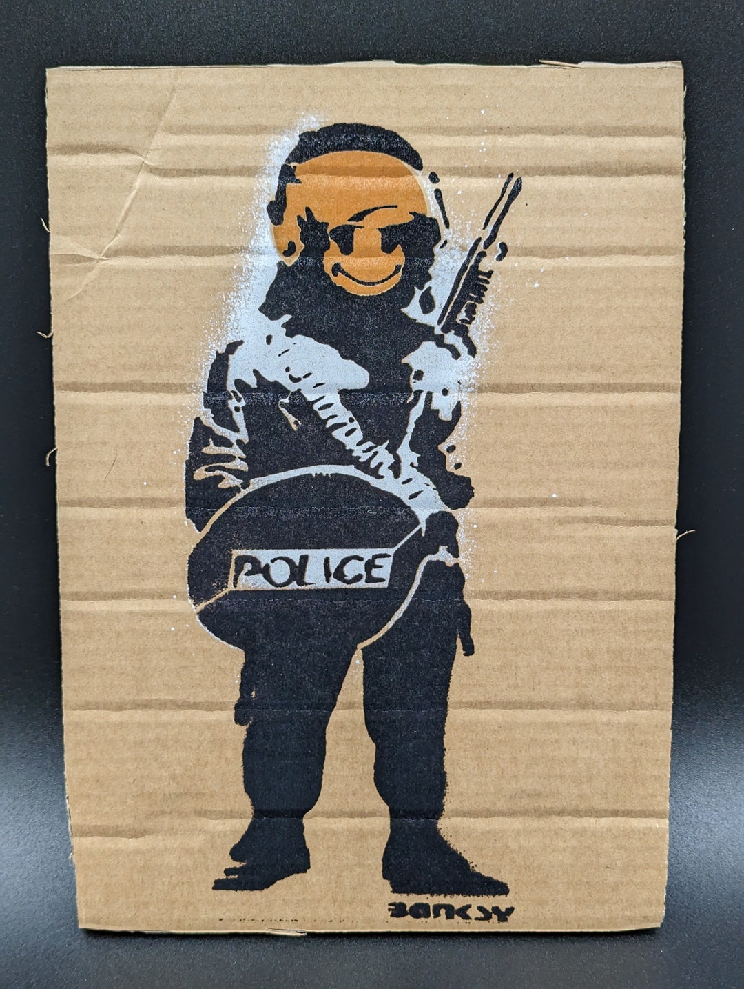 BANKSY DISMALAND Stencil su cartone Smiley Police Limited con mappa e ...