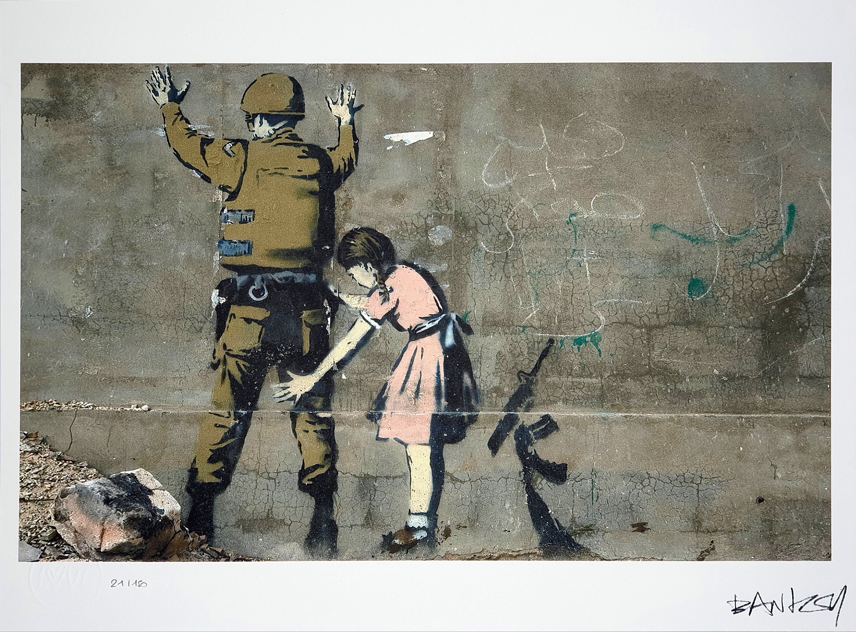 BANKSY Girl Frisking Soldier Lithograph CERTIFICATE Orginal Edition ...