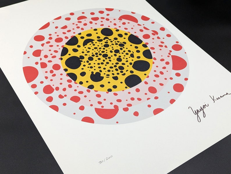 YAYOI KUSAMA Flower Circle Lithograph CERTIFICATE Edition Plate Signed ...