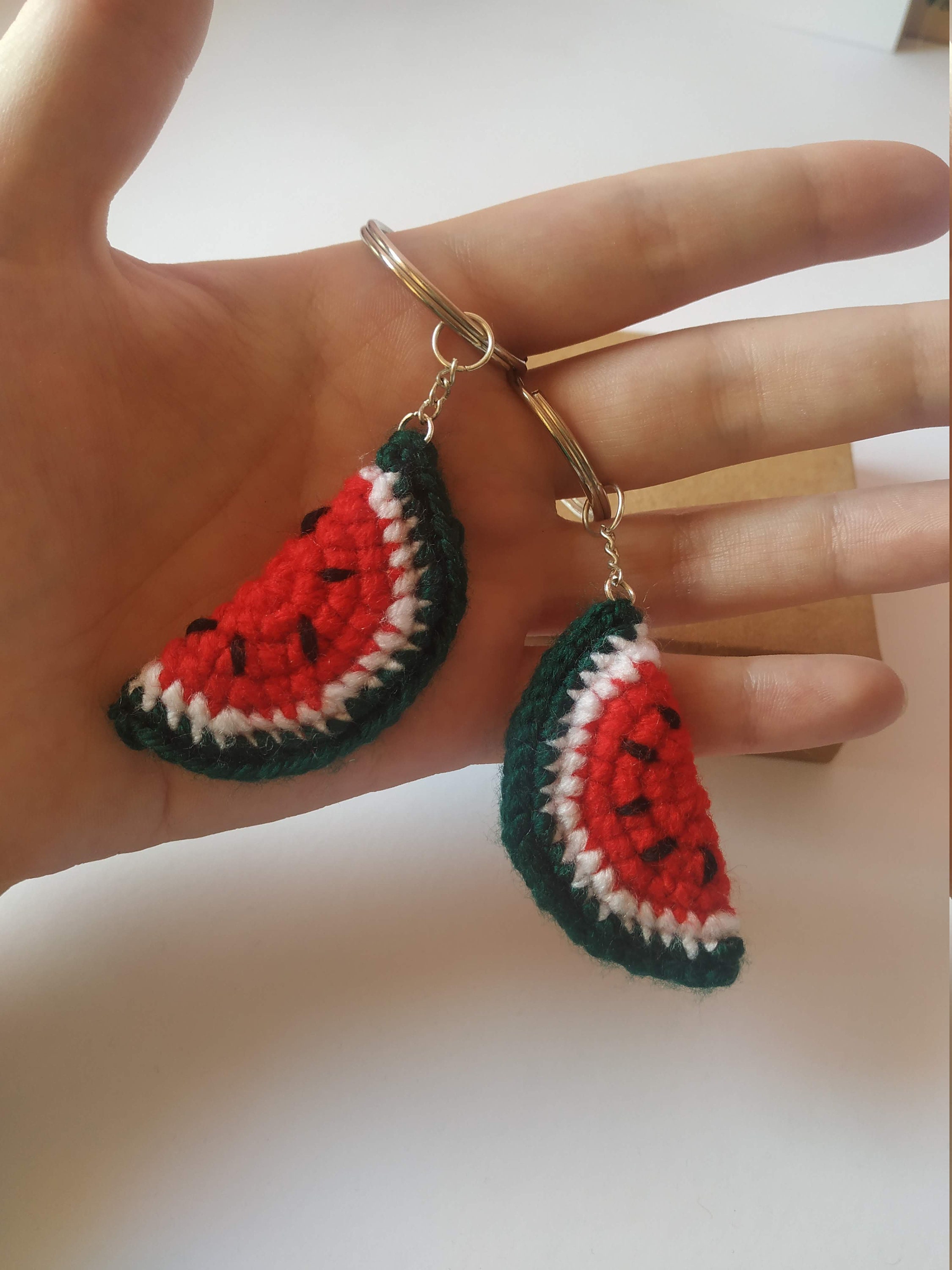 Watermelon Crochet Keychain Watermelon Keychain Cute - Etsy
