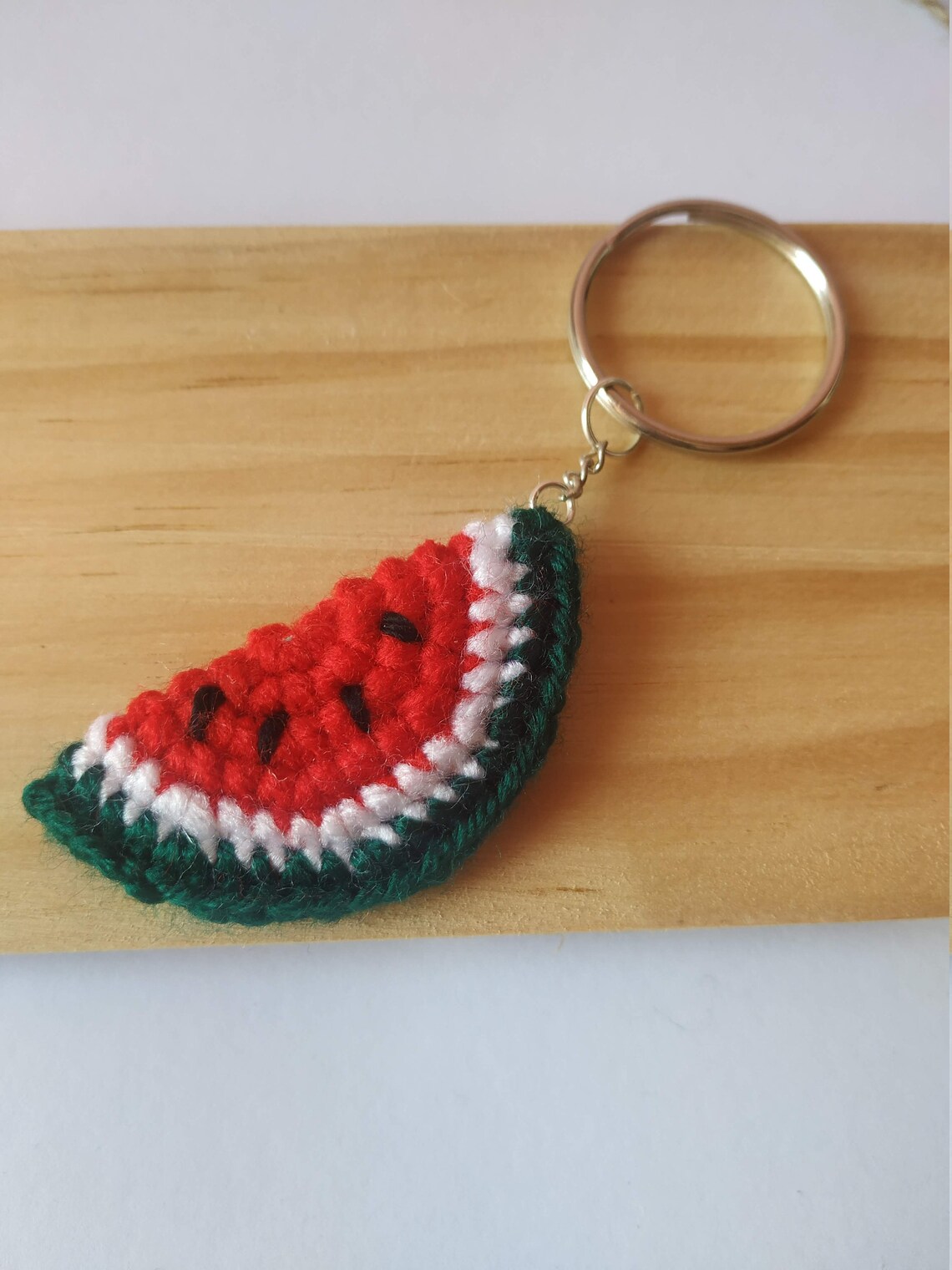 Watermelon Crochet Keychain Watermelon Keychain Cute - Etsy