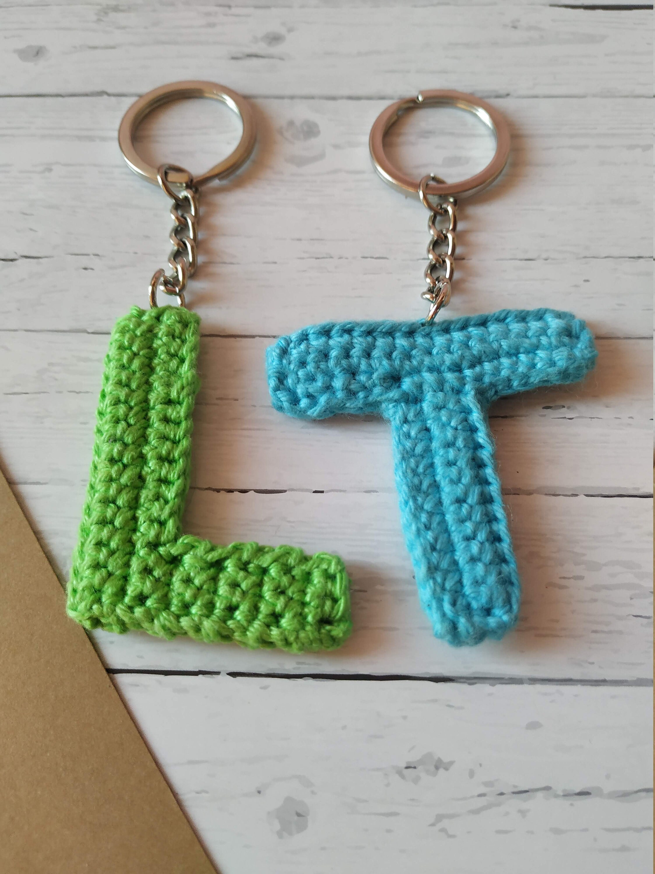 Custom Letter Keychain, Personalised Crochet Keychain, Cute Letter ...