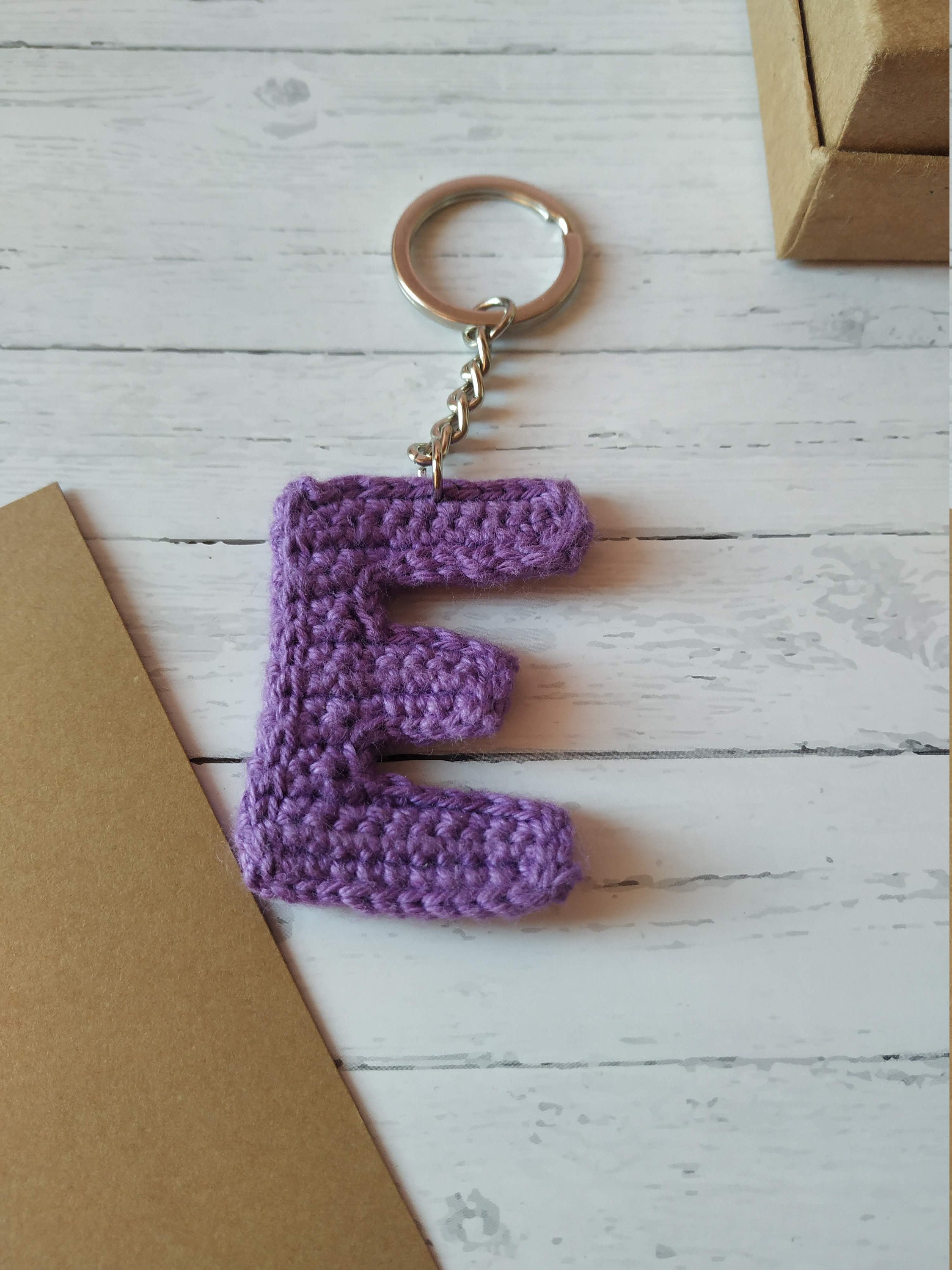 Custom Letter Keychain, Personalised Crochet Keychain, Cute Letter ...
