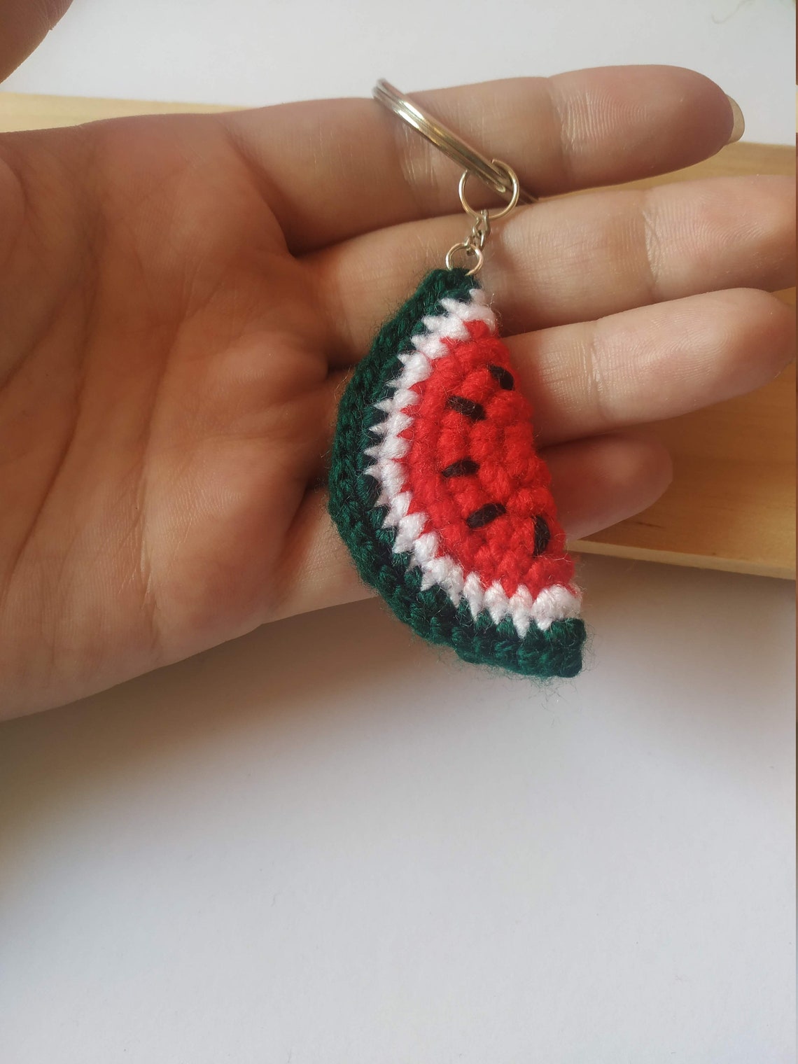 Watermelon Crochet Keychain Watermelon Keychain Cute - Etsy