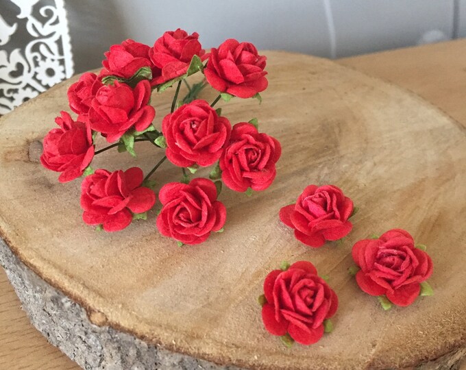 Red Paper Roses - Mini X 10 - 15mm - Crafts, Wedding Flowers, Mini ...