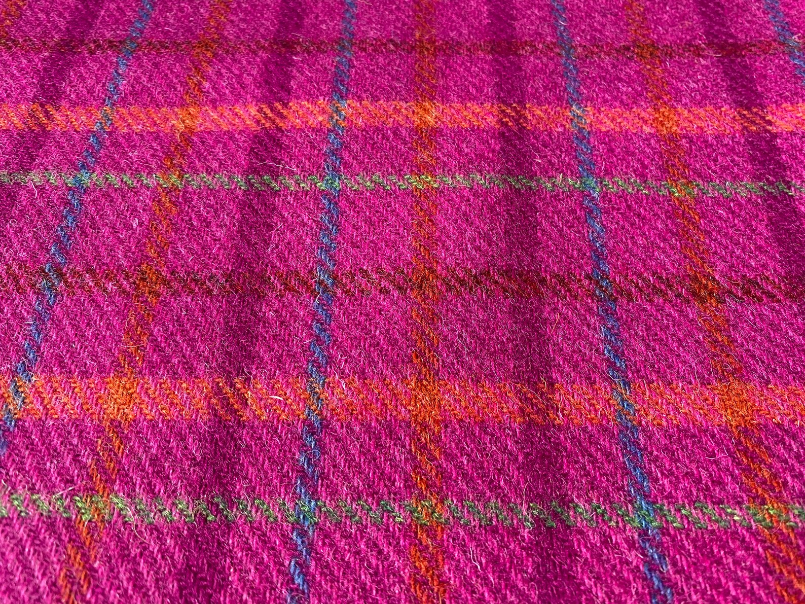 Harris Tweed Bright Pink Check Tartan Pure Wool Fabric in All - Etsy