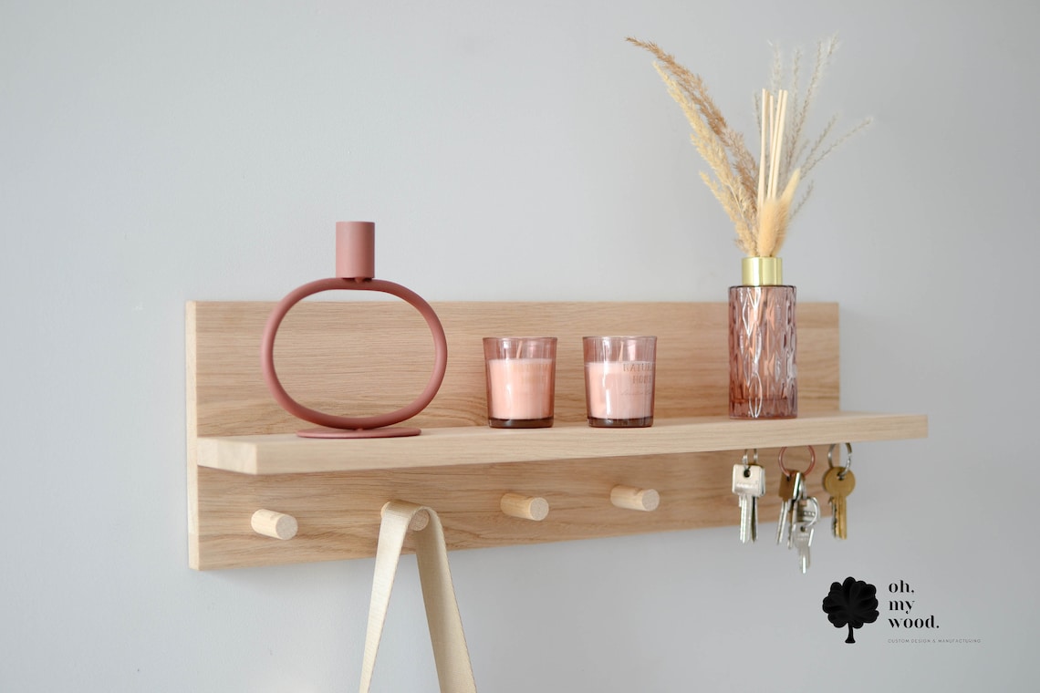 Entryway Organiser Wooden Shelf Key Holder for Wall Wooden | Etsy