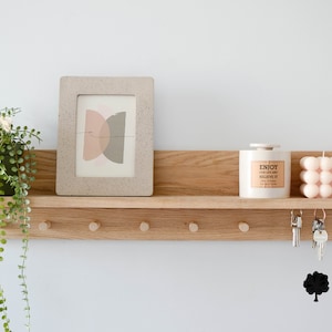 Entryway Organiser, Wooden Shelf, Key Holder for Wall, Wooden Peg Coat ...