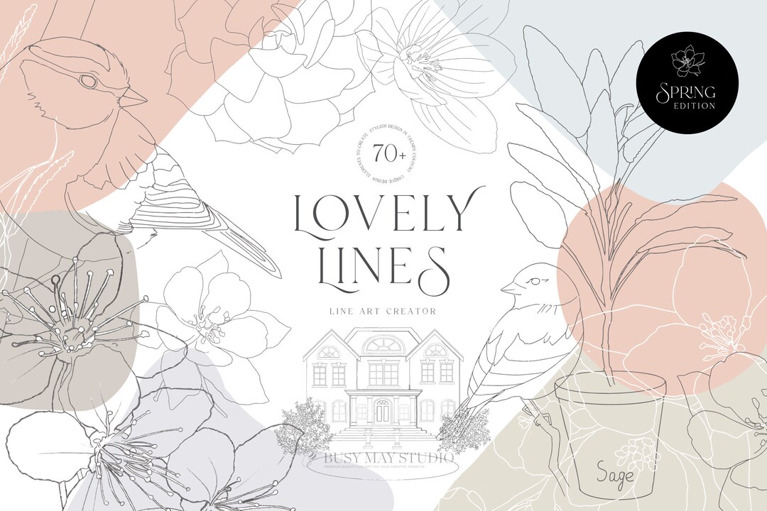 Line Art Abstract Creator Spring Flowers Linework Abstract Shapes ...