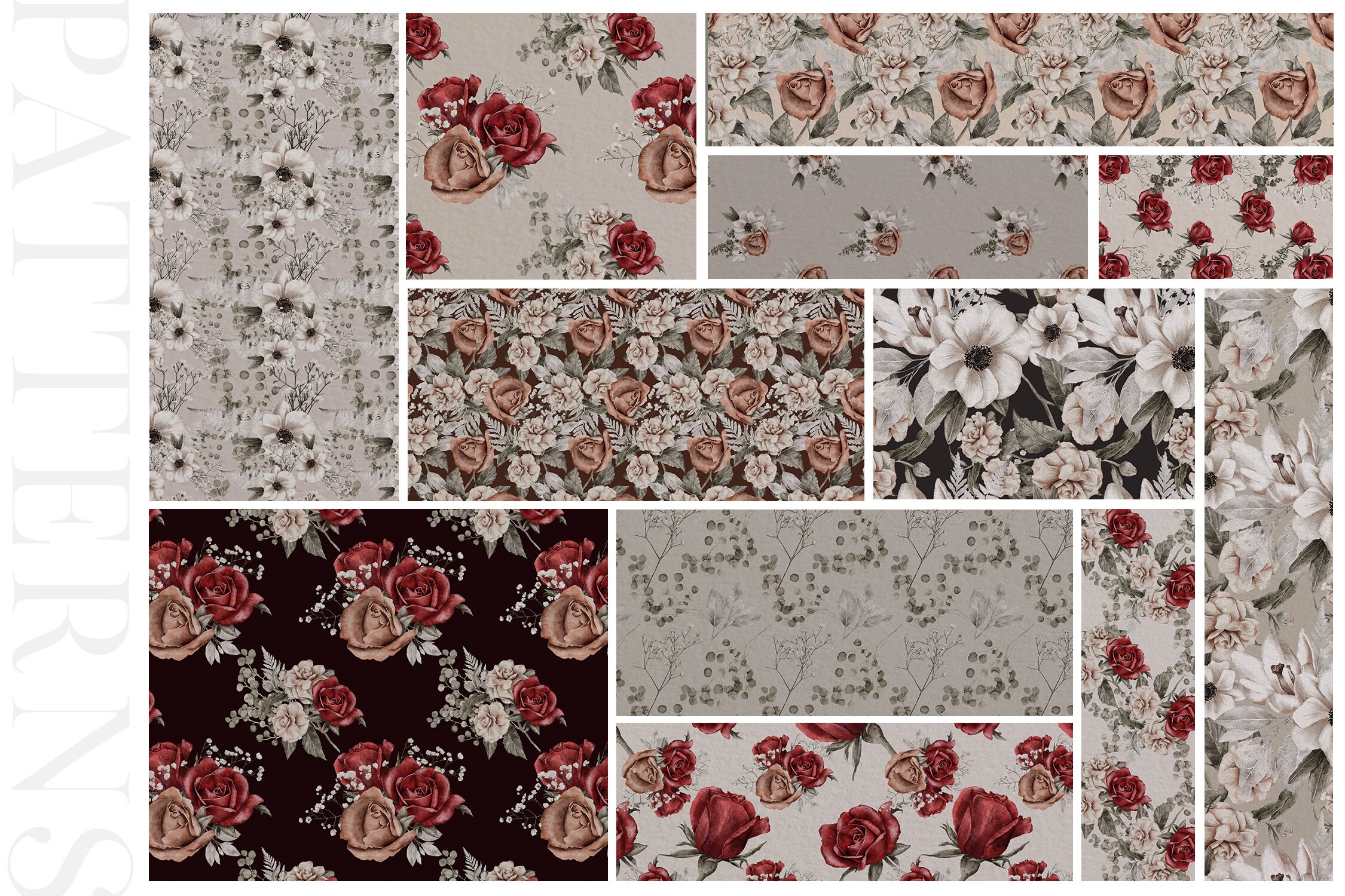 Watercolor Floral Seamless Patterns Digital Papers Pack Watercolor ...