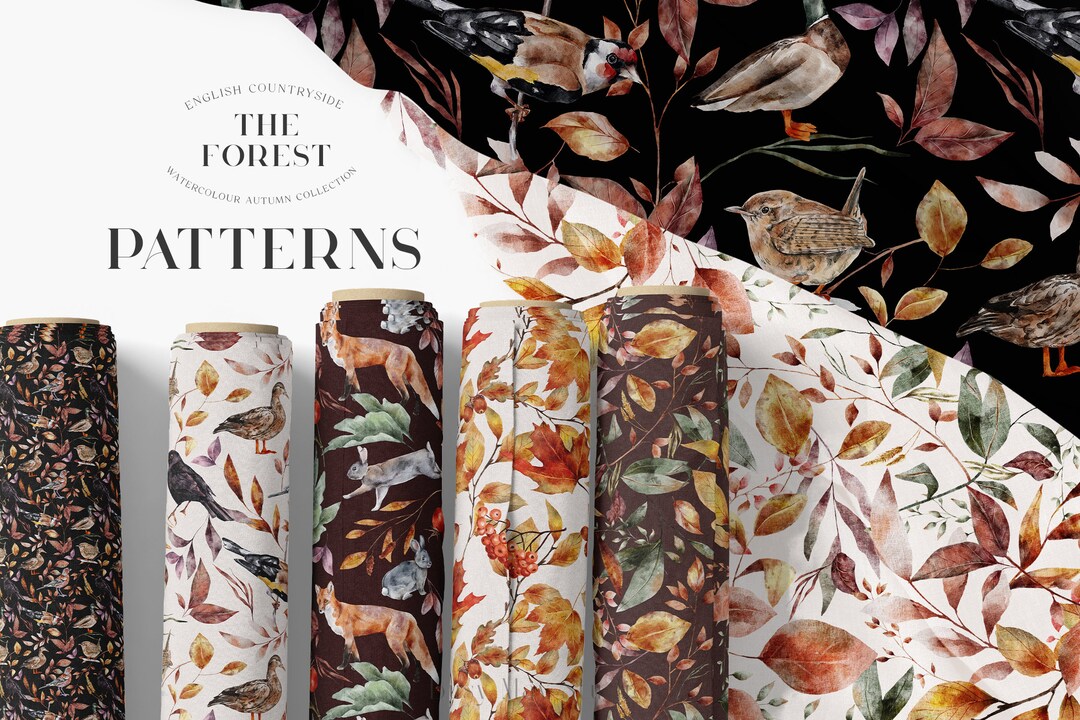 Autumn Forest Watercolor Patterns | Seamless Patterns | Autumn Digital ...