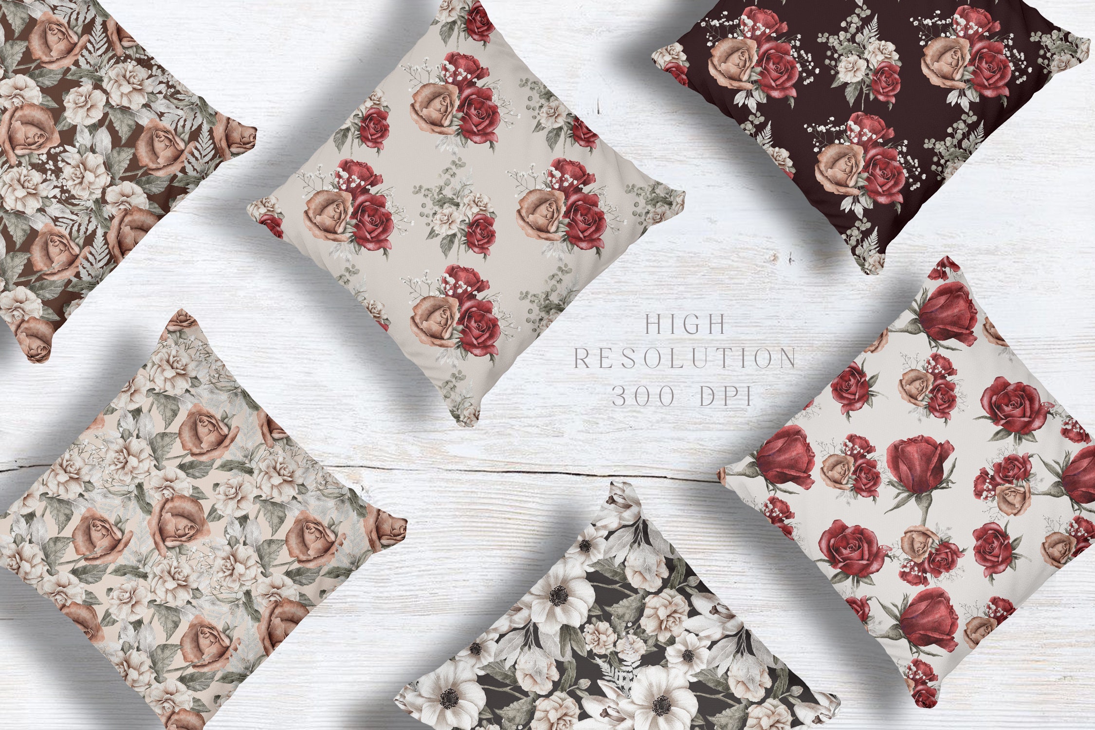 Watercolor Floral Seamless Patterns Digital Papers Pack Watercolor ...