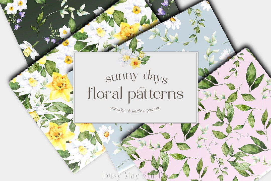 Spring Floral Seamless Patterns | Watercolor Flowers | Hand Painted ...