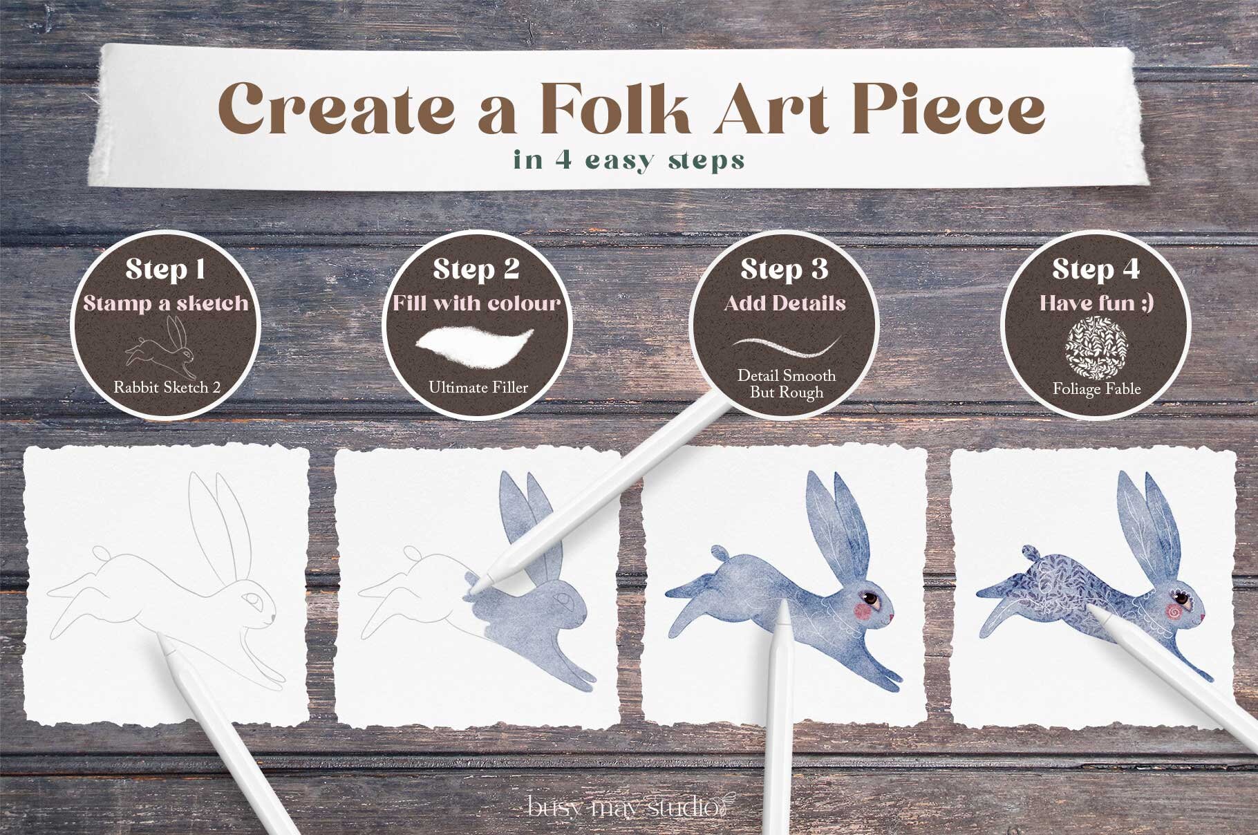 Procreate Folk Art Toolbox | Folk Art Brushes for Procreate | Seamless ...