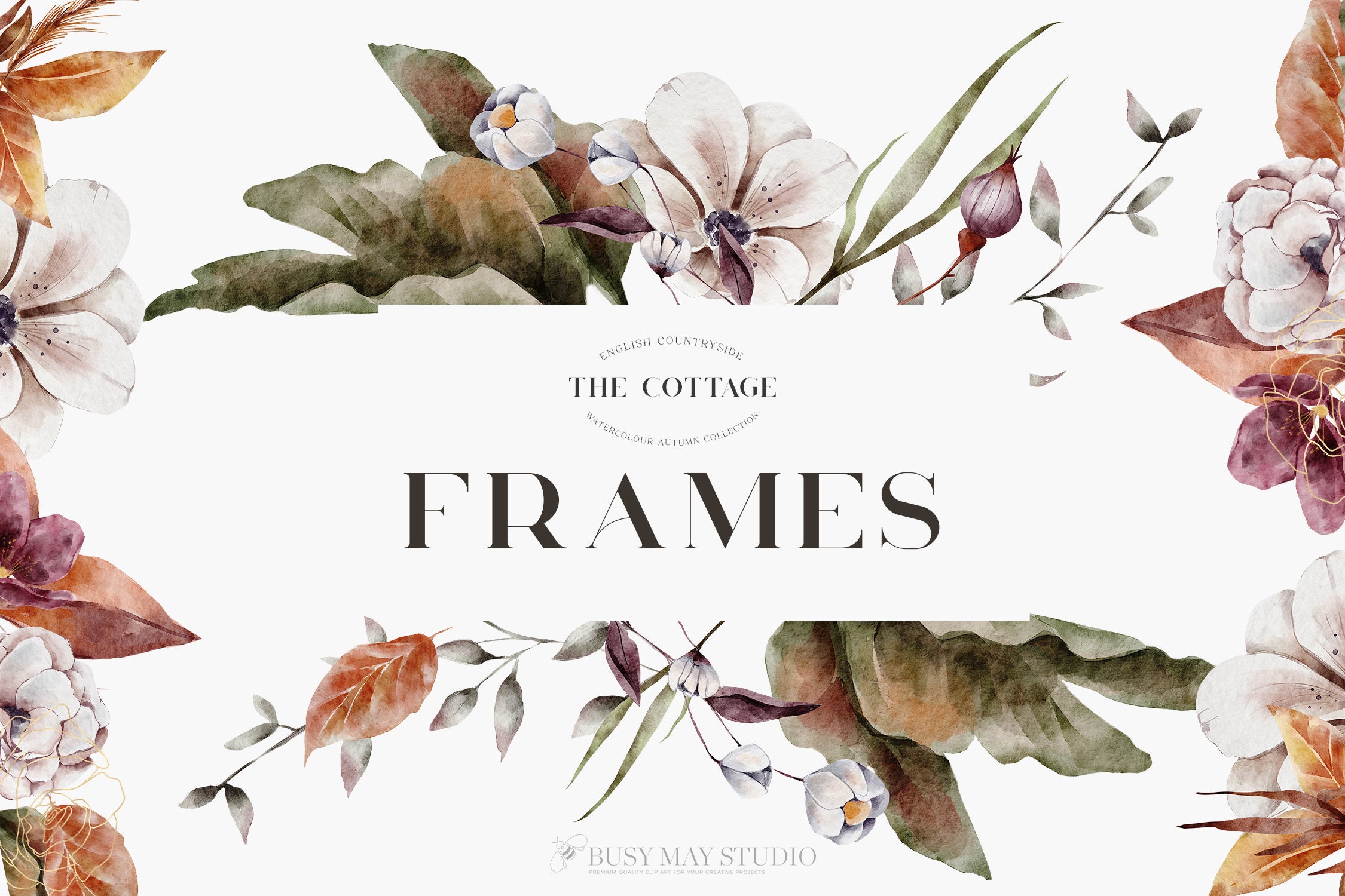 Autumn Watercolour Frames Leaf Flowers Frames Fall Wreaths - Etsy