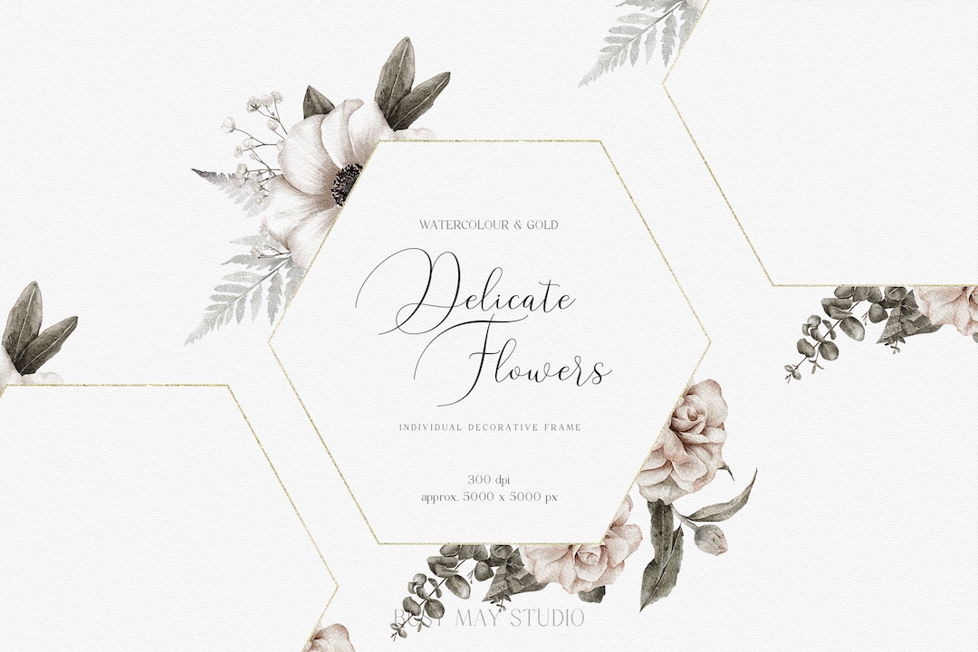 Watercolor and Gold Geometric Frame | Individual Frame| Watercolor ...