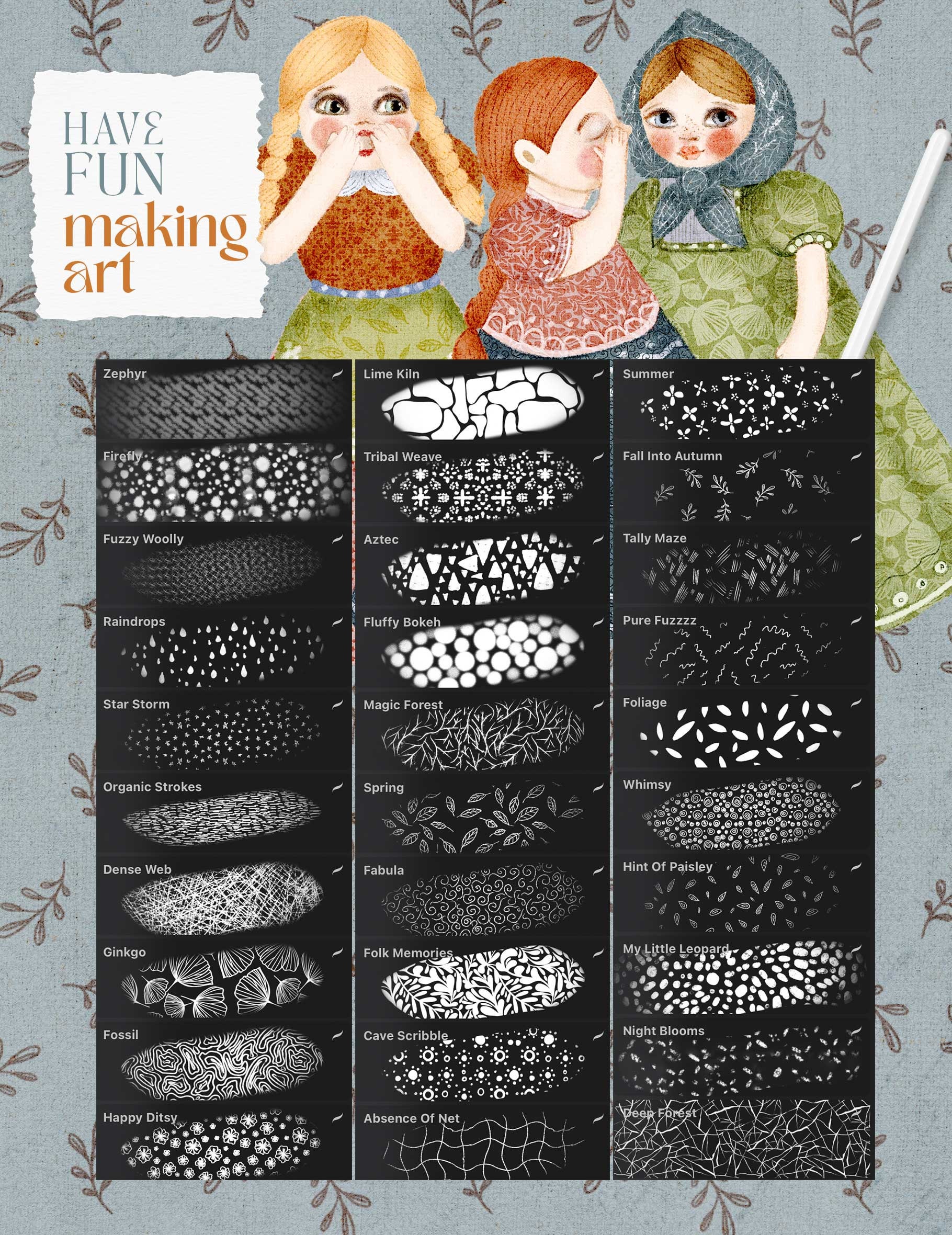 Pattern Brushes for Procreate | Magic Brushes | Procreate Custom ...