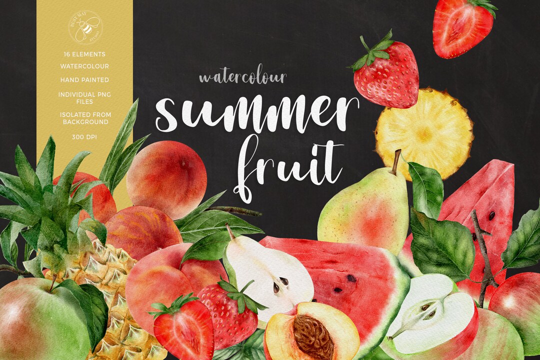 Fruit Watercolour Summer Fruit, Leaves Watercolour Cliparts | Pineapple ...