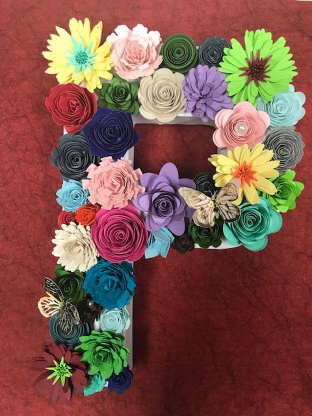 Flower Decorated Letter, "p" Decorated Initial, Flowers on Initial ...