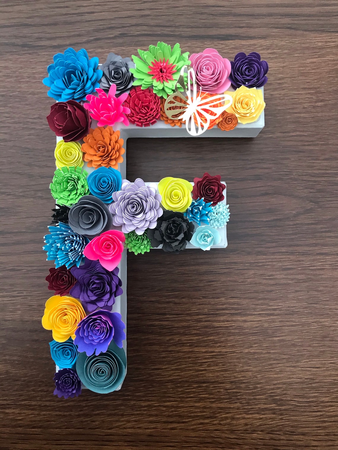 Flower Decorated Letter, "f" Decorated Initial, Rolled Flowers on ...