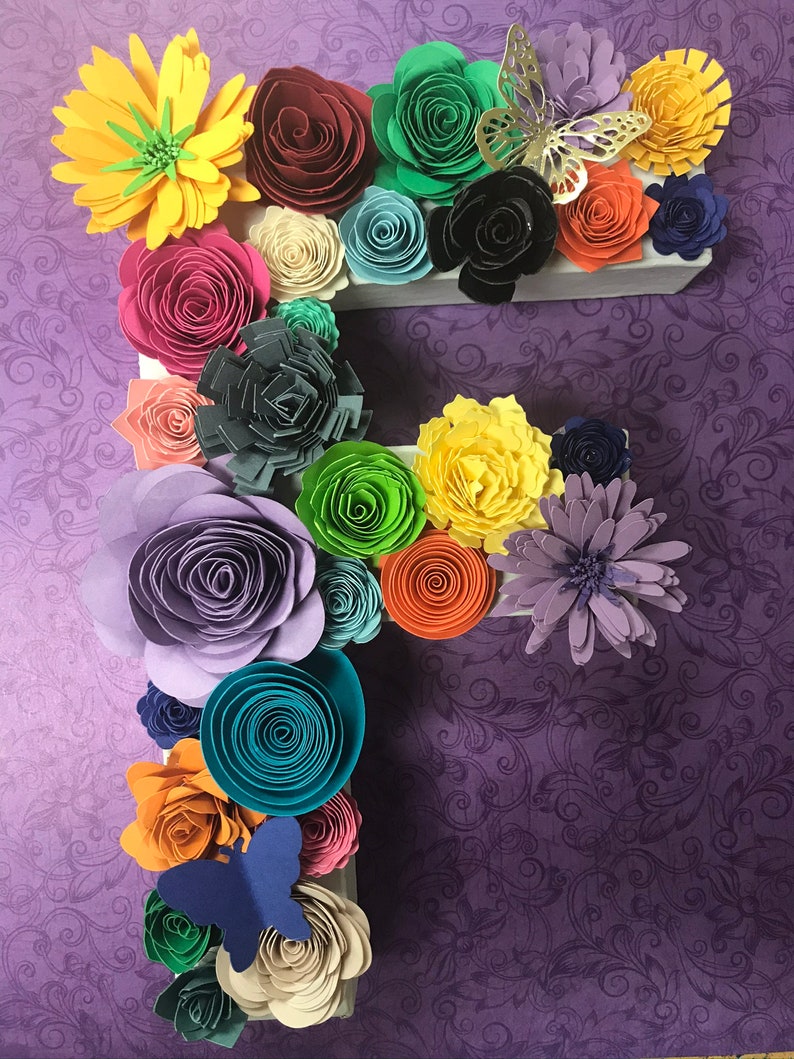 Flower Decorated Letter, "f" Decorated Initial, Rolled Flowers on ...