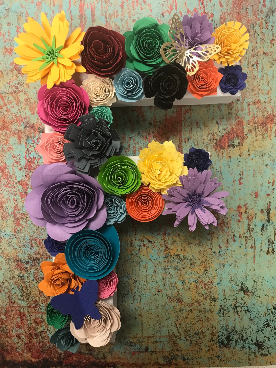 Flower Decorated Letter, "f" Decorated Initial, Rolled Flowers on ...