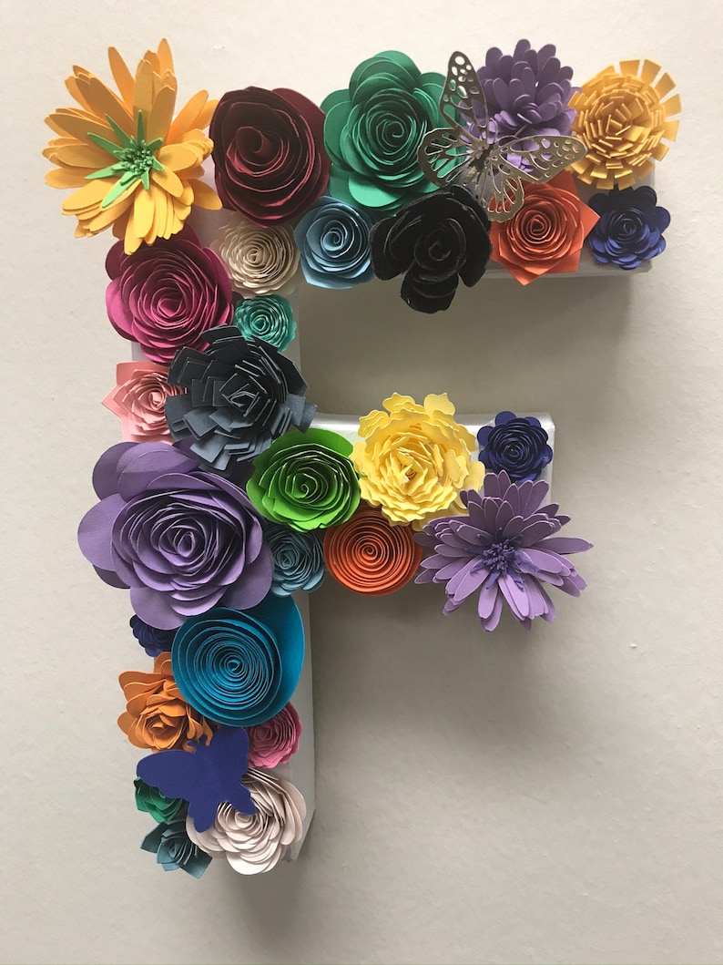 Flower Decorated Letter, "f" Decorated Initial, Rolled Flowers on ...