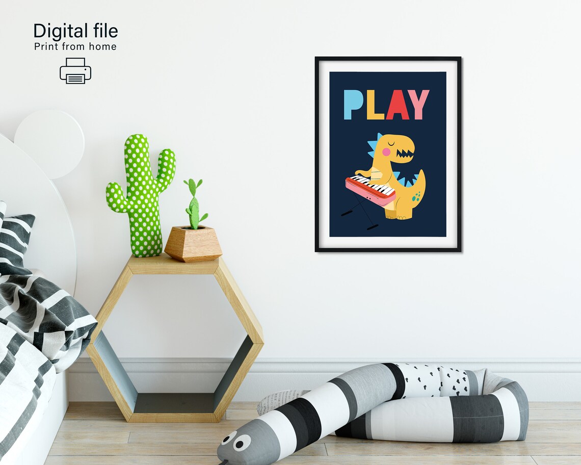 Dinosaur Piano Poster, Playroom Wall Art (digital Download) - Etsy