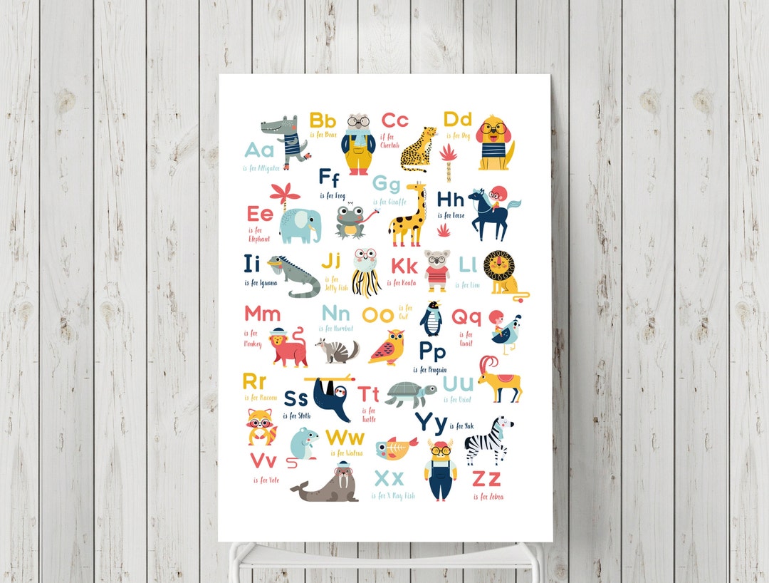 Printable Animal Alphabet Print, Set of 2, Uppercase and Lowercase ...