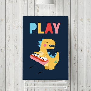 Dinosaur Piano Poster, Playroom Wall Art (digital Download) - Etsy