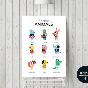 Printable Animal Name Prints, Educational Animal Names Poster, Animal ...