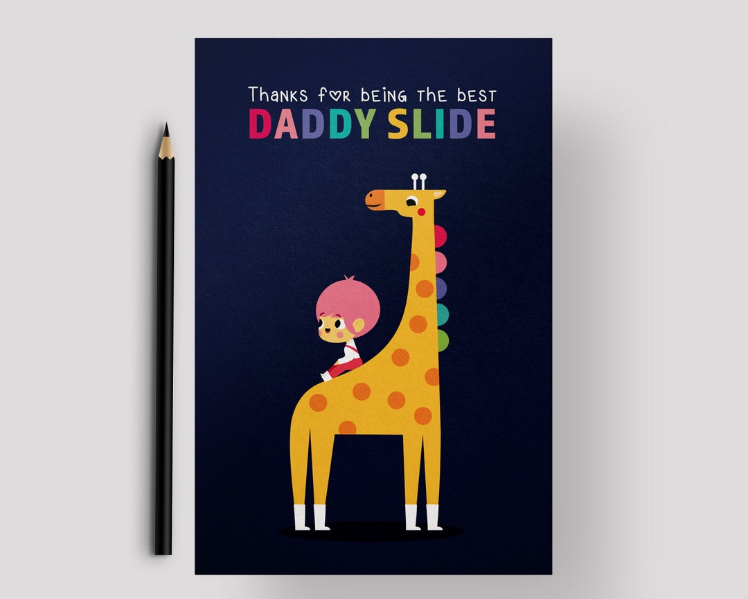 Printable Fathers Day Card, A5 Giraffe Card, Giraffe and Daddy Card ...