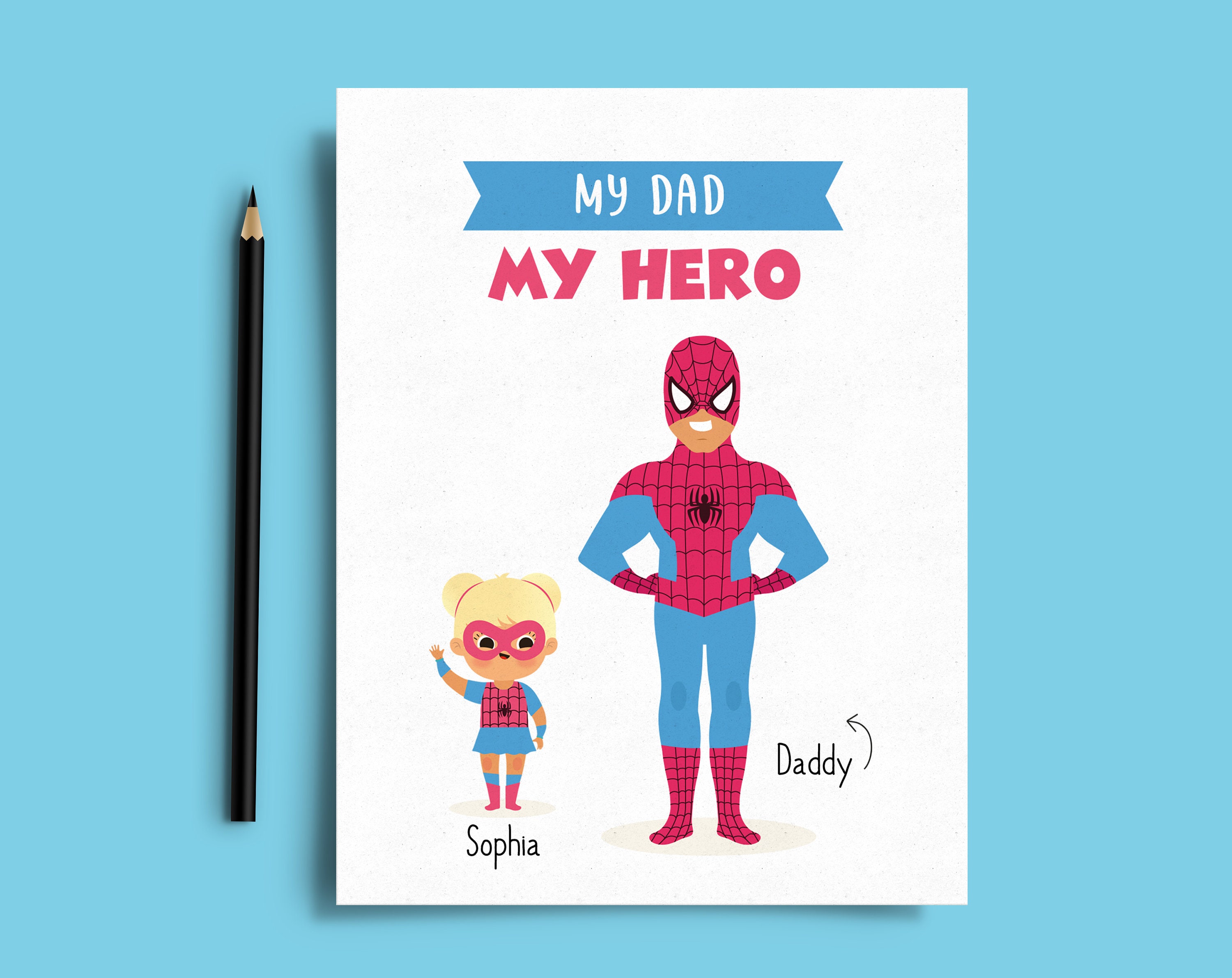 Superhero Fathers day Card Dad's superhero card Dad | Etsy
