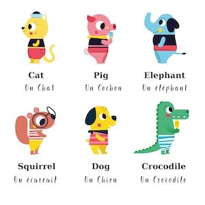 Printable French English Animal Poster, Bilingual French Animal Names ...