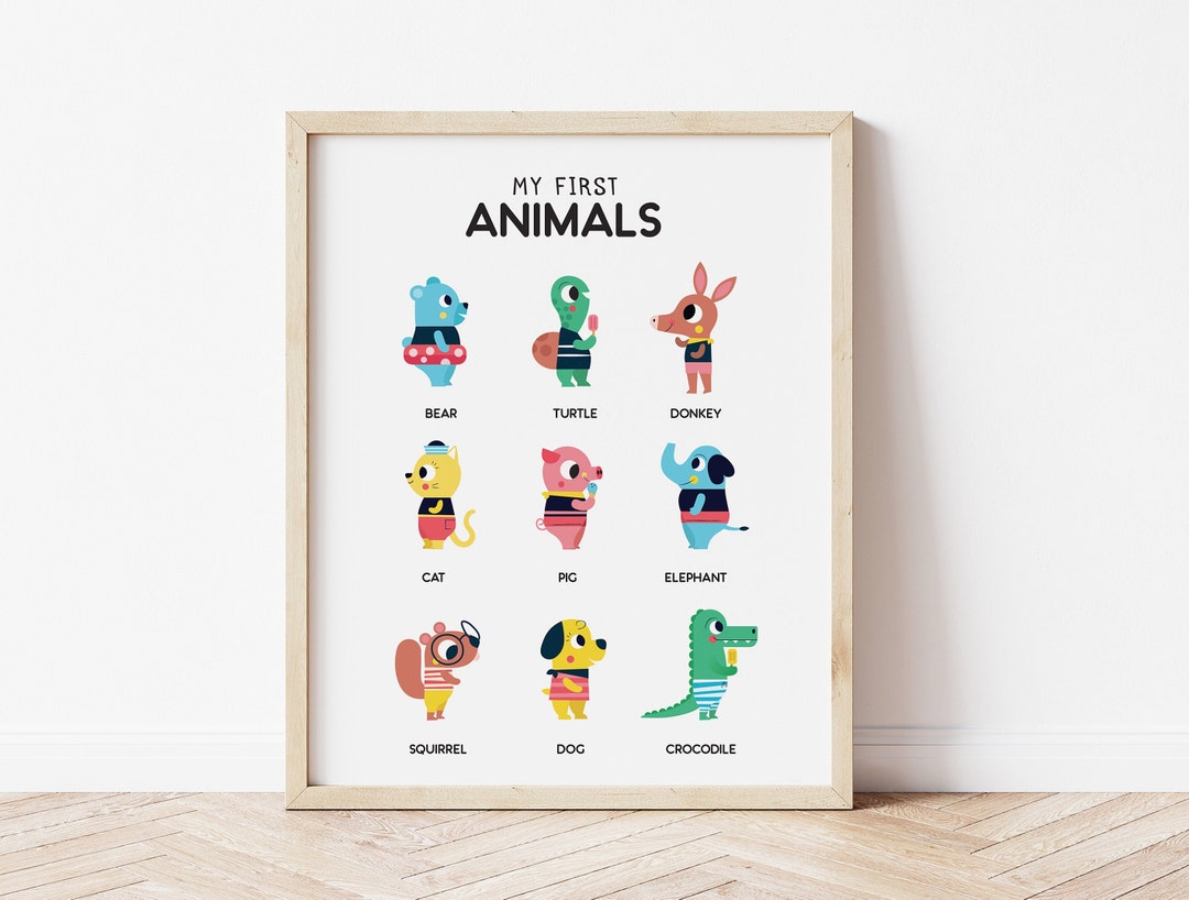 Printable Animal Name Prints, Educational Animal Names Poster, Animal ...