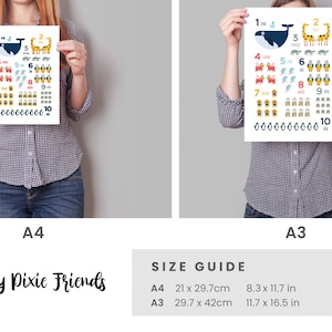Animal Number Print, Numbers 1 to 10, Educational Prints, Number Poster ...