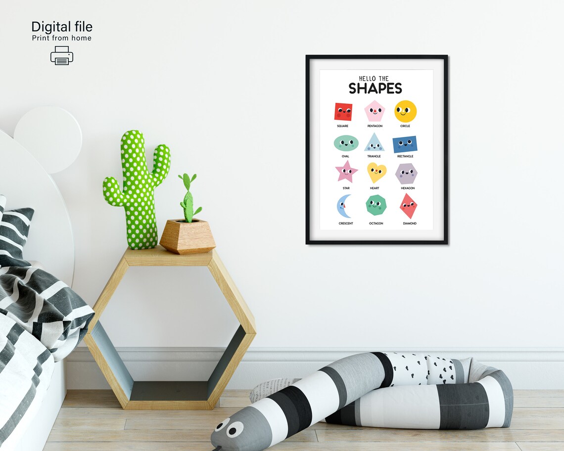 Printable Shapes Poster Shapes Print Educational Shapes | Etsy