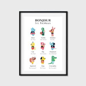 Printable French English Animal Poster, Bilingual French Animal Names ...