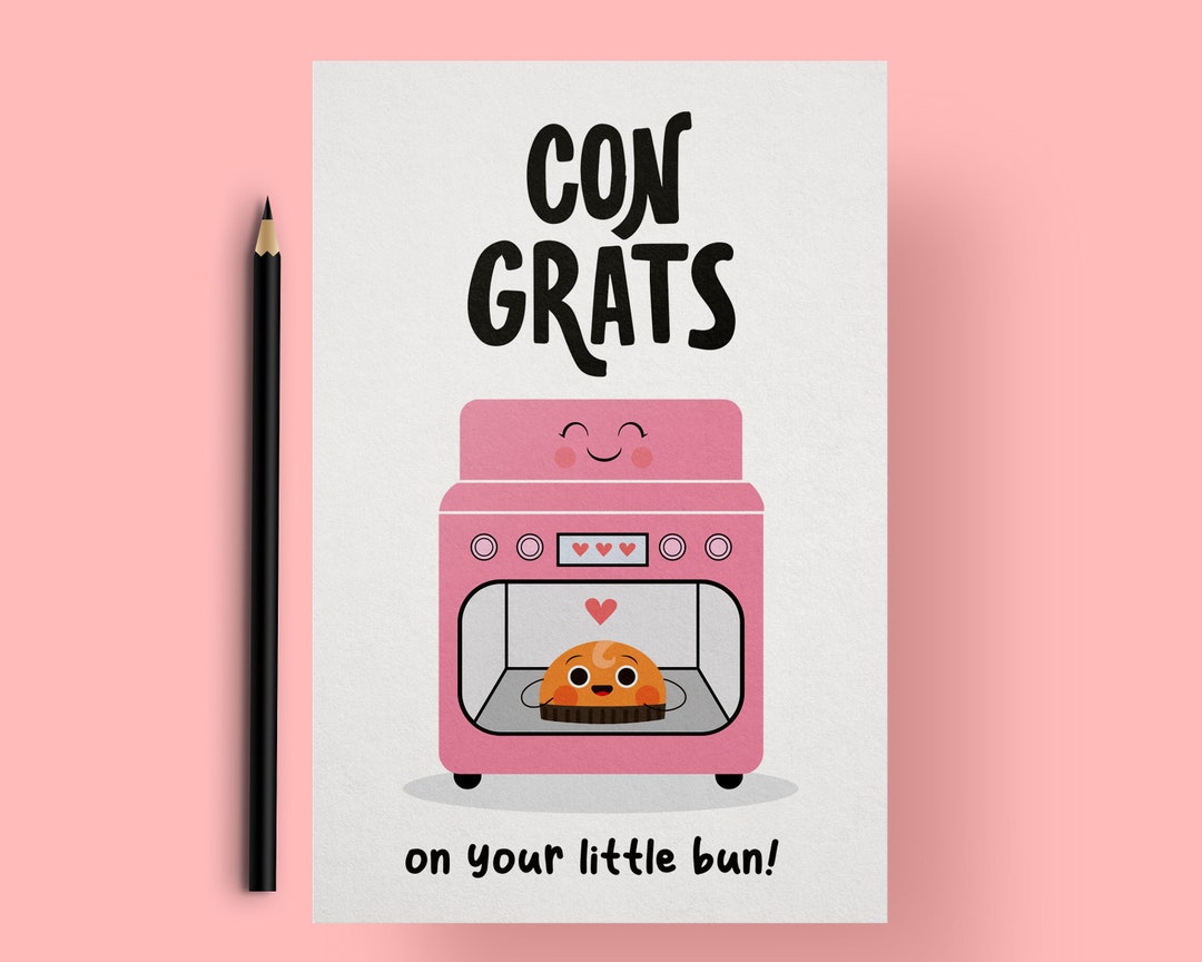 Printable Pregnancy Congratulations Card, A5 Card, Bun in Oven, Mum to ...
