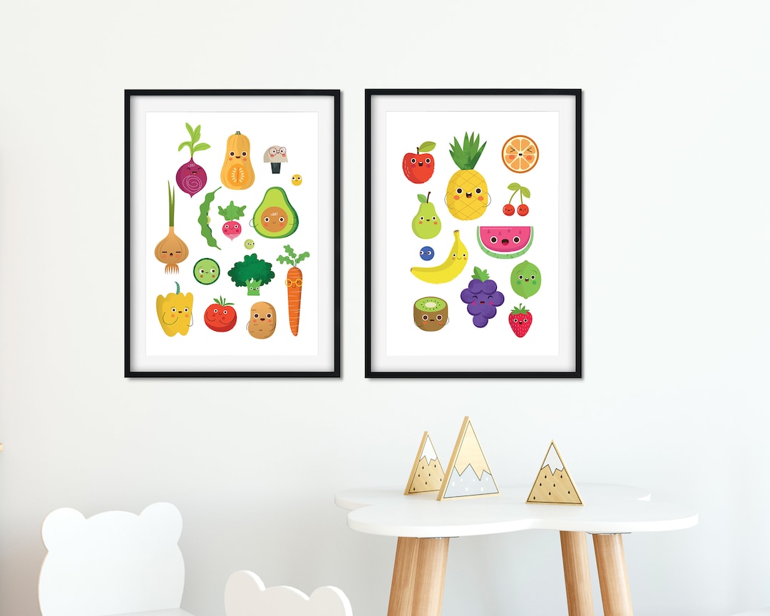 Printable Fruit and Vegetables Poster, Fruit and Veggie Print, Food ...
