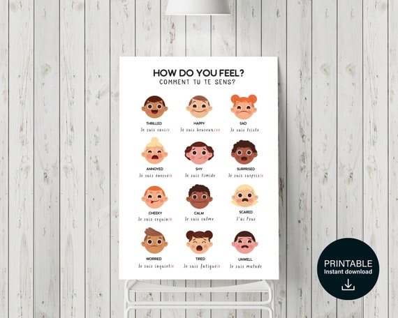 Printable French English Feelings Poster Bilingual French Etsy printable-french-english-feelings-poster-bilingual-french-etsy
